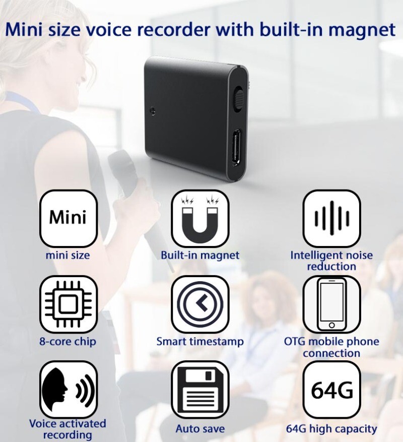 Mini voice activated recorder hidden magnet recording listening spy ...