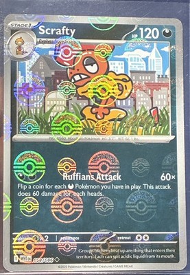 Pokemon TCG Scarlet & Violet White Flare Scrafty 058/086 Poke Ball | eBay