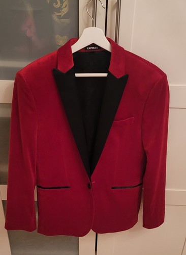 Express Men Jacket Red Single Breasted Blazer Size 36S | eBay