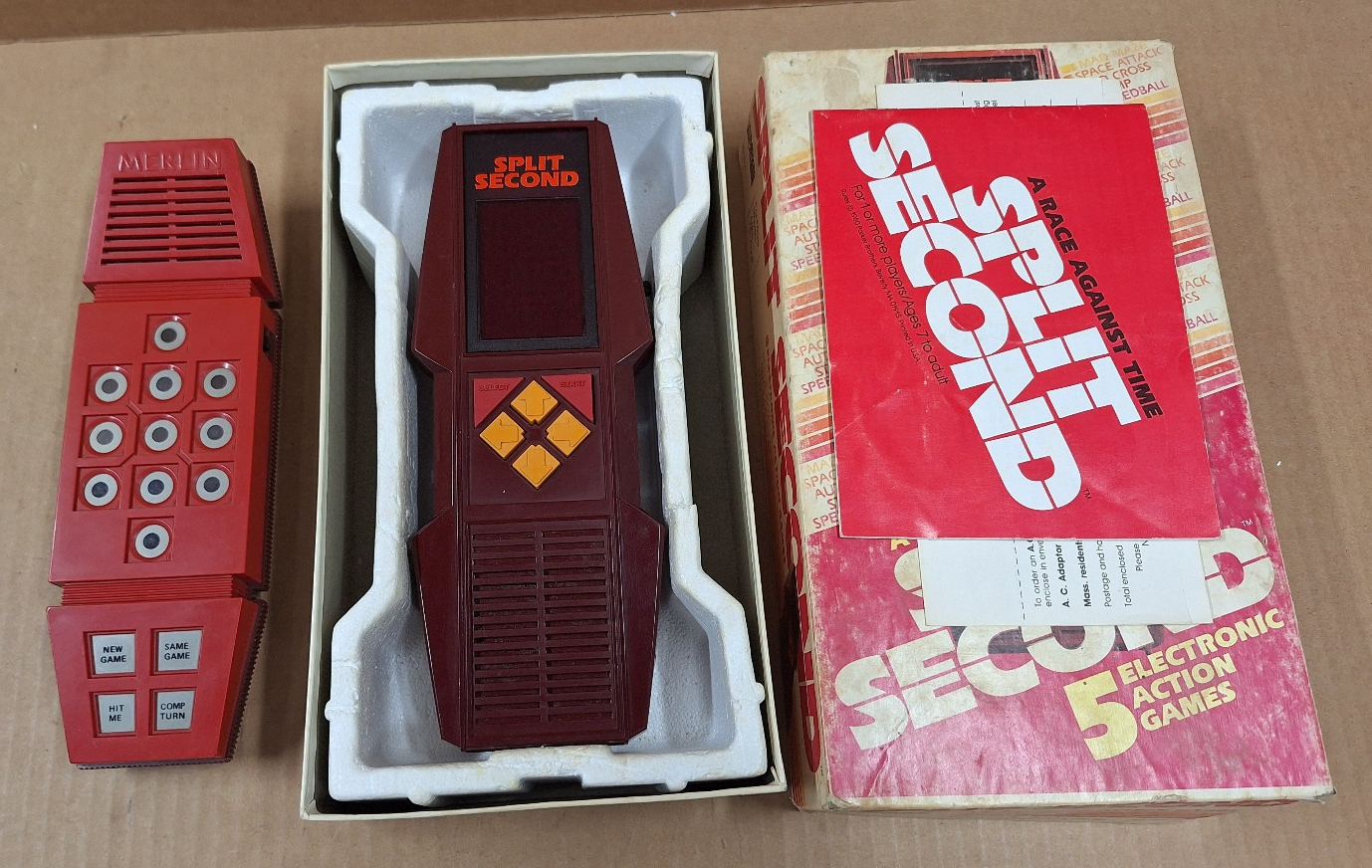 Lot of 2 Parker Brothers Handheld Games - Merlin & Split Second | eBay