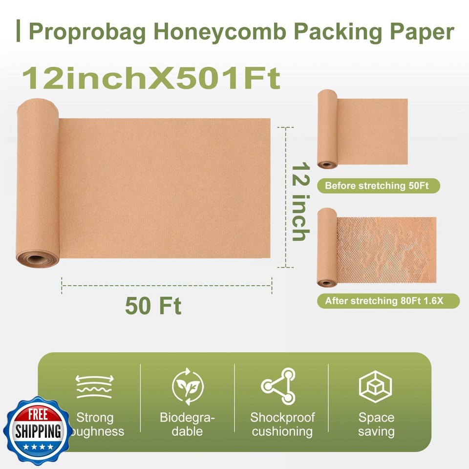 Honeycomb Packing Paper for Moving, 12 Inch x 50 Feet with 20 Fra | eBay
