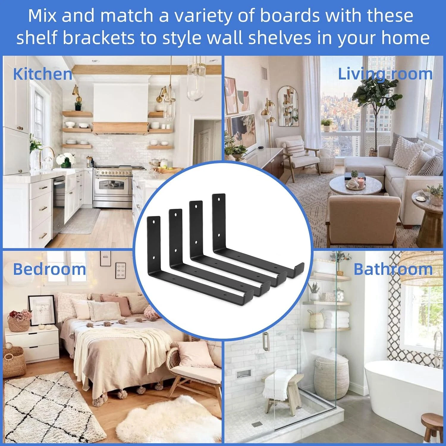 New Heavy-Duty Industrial Solid Steel Rustic Shelf Brackets – Available ...