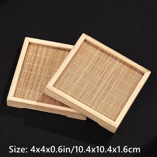 2PCS Square Bamboo Wood Placemat Tea Coffee Drink Insulation Cup Mat ...