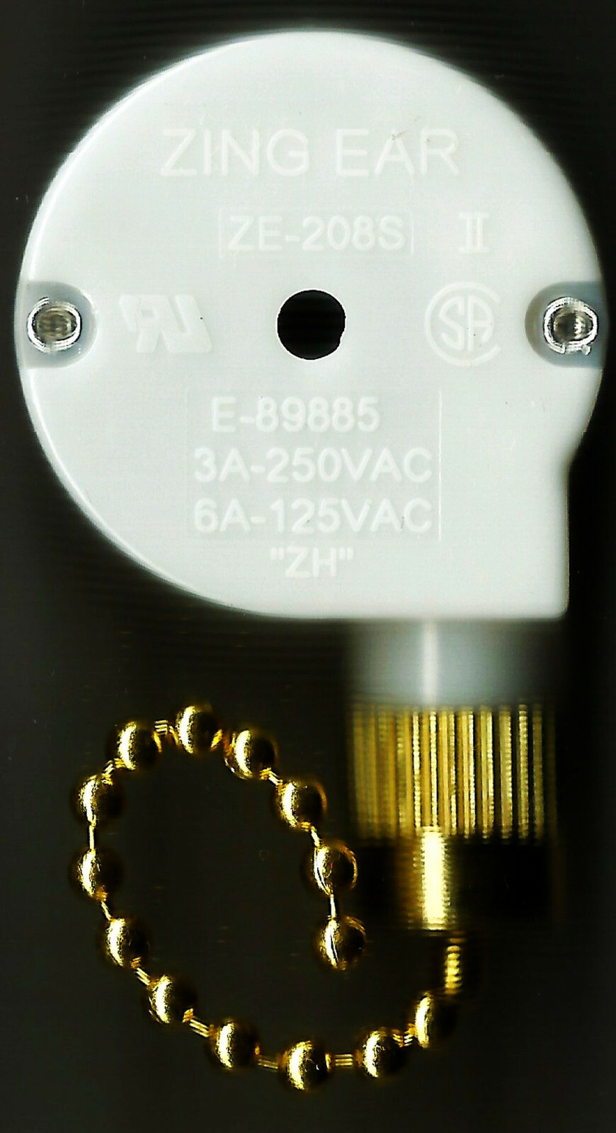 3 speed PULL CHAIN SWITCH w/ Capacitor fan Zing Ear ZE-208S BRASS ...