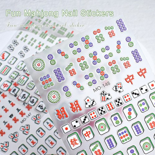 Chinese Character Adhesive Nail Art Sticker Decals Mahjong Design ...