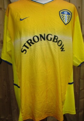 Leeds United Nike 2002-03 Yellow Strongbow Short Sleeve Away Shirt Ch ...