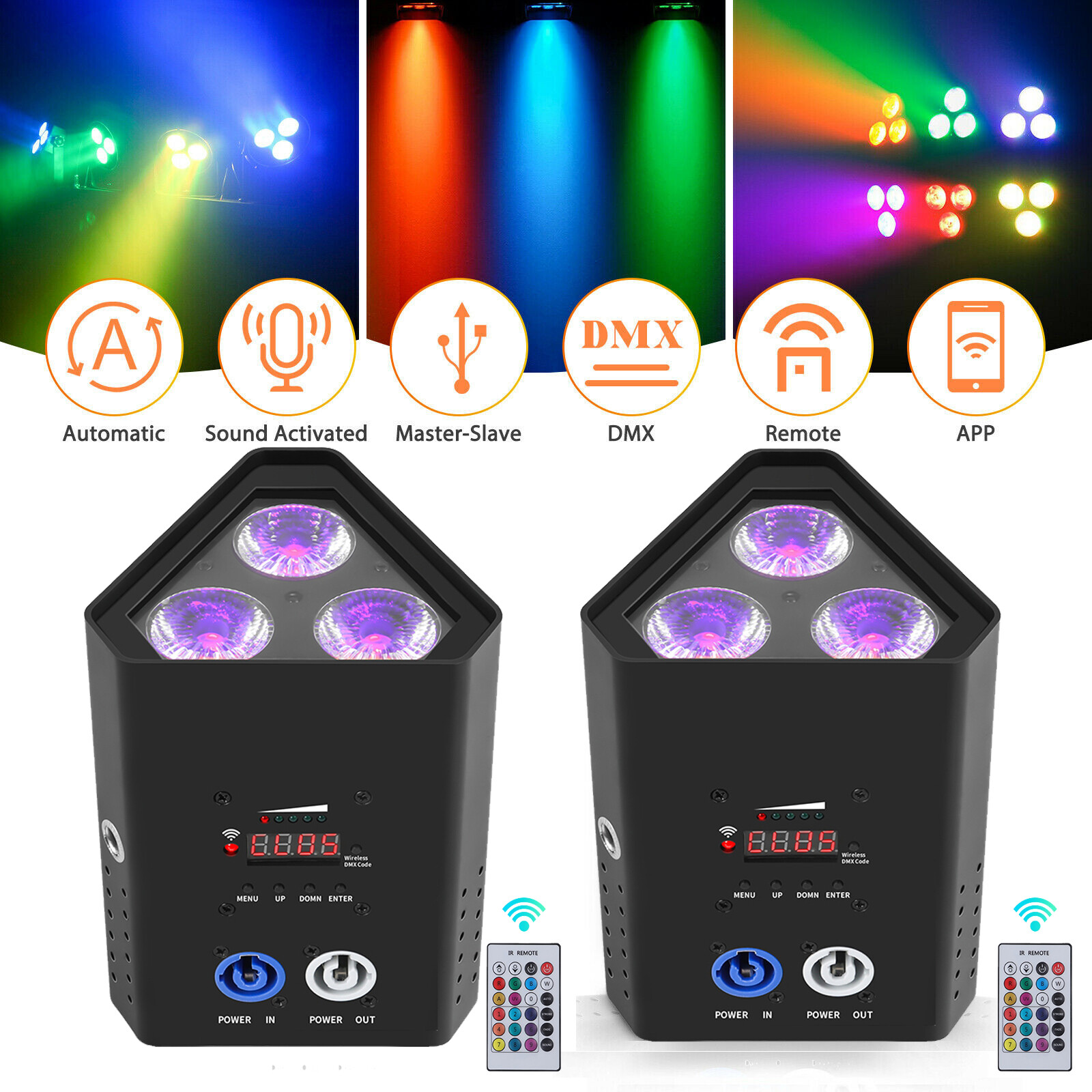 4X 108W Akku Par Bühnenlicht 6 in 1 LED RGBWA UV Wiederaufladbares DMX ...