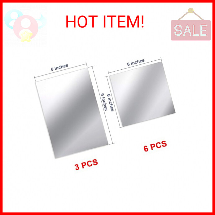 BBTO 9 Pieces Mirror Adhesive Craft Mirrors Shatterproof Sheet Small ...