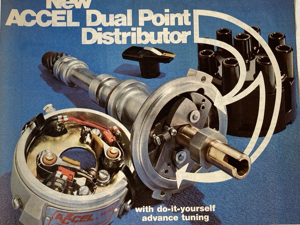 1975 Accel Eliminator Ignition Print Ad Dual Point Distributor | eBay