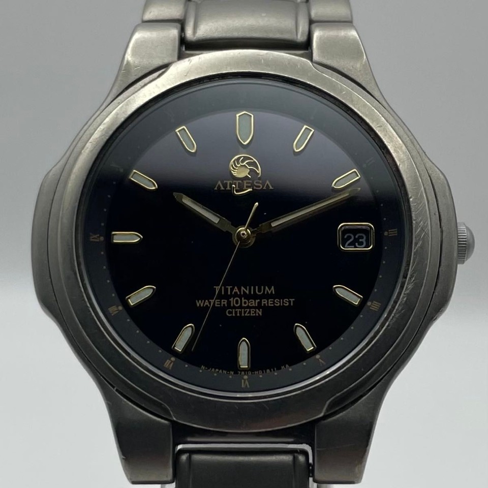 CITIZEN ATTESA E210-7878 Watch Titanium Black 35.9mm Eco-Drive Solar | eBay