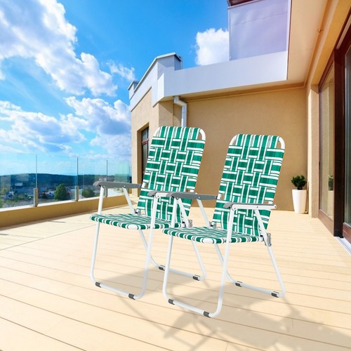 Set of 4 Patio Folding Web Chairs Set Portable Beach Camping Garden In ...