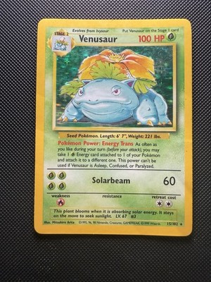 Pokémon TCG Venusaur Base Set Holo Unlimited Rare Card 15/102 HP ...