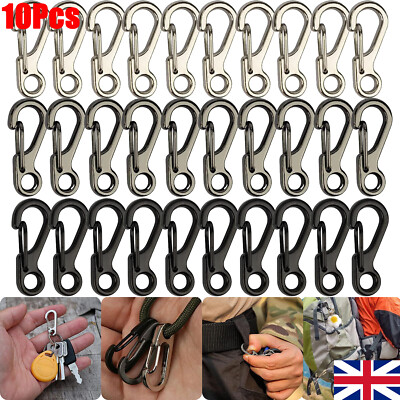 10-100 Pcs X-Small CARABINER CLIPS Clip Keyring SNAP HOOKS 25mm BLACK ...