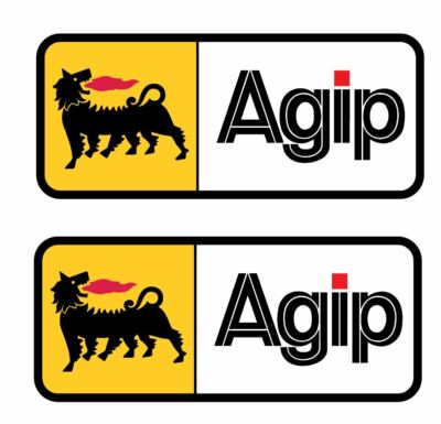 Set 2 Adesivi Agip ENI Logo Style Sponsor Tecnici auto moto scooter ...
