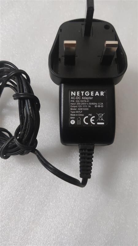 Netgear AC-DC Adapter Charger 332-10276-01 Model AD810200 Type 007-3LF ...
