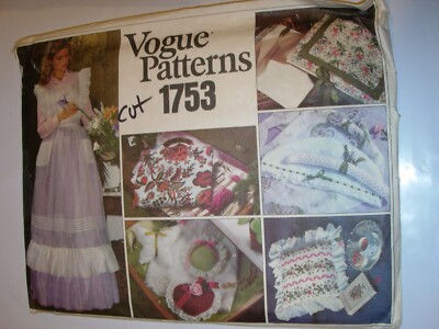WOMENS CUT VOGUE 1753 Sewing Pattern APRON GIFT ITEMS PILLOW SACHET ...