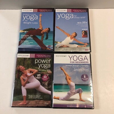 4 BODYWISDOM Yoga Fitness Workout DVD Lot for stress relief am pm ...