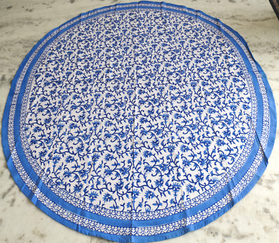 120 x 120 inches 13 Seater Round Table Cloth Hand block printed table ...