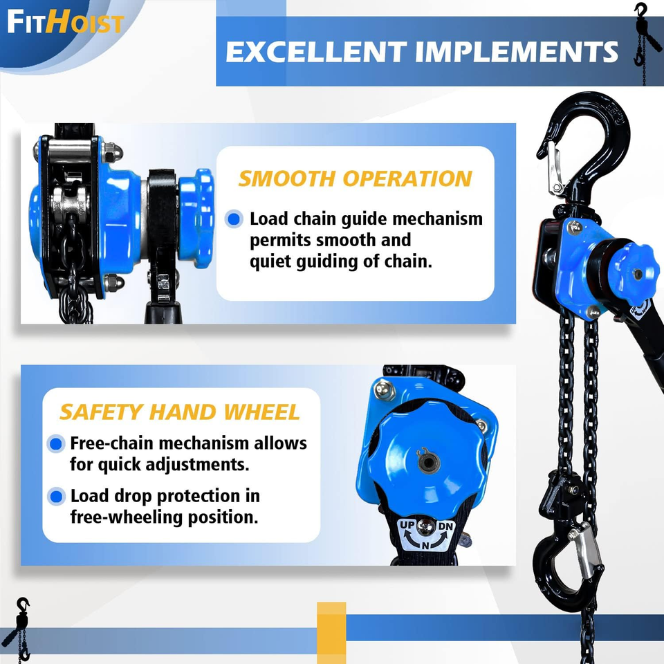 Chain Hoist Come along 1/2 Ton | Mini Lever Chain Hoist 1100Lbs ...