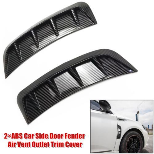 2PCS Side Door Fender Vent Universal Car Carbon Fiber Style Air Wing ...