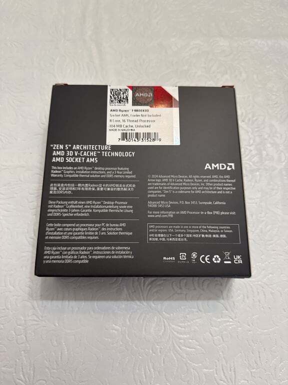 AMD Ryzen 7 9800X3D 5.20GHz CPU 100-100001084WOF FACTORY SEALED FAST ...