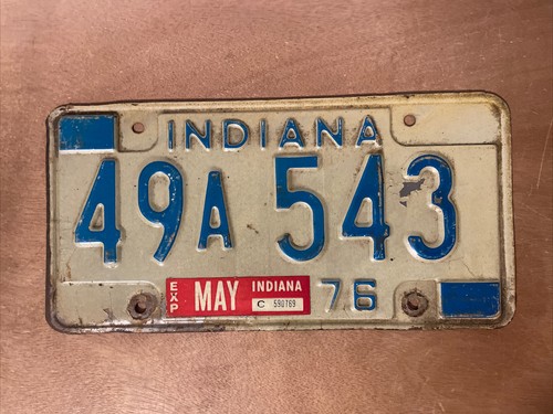1976 Indiana License Plate # 49 A 543 Marion County | eBay