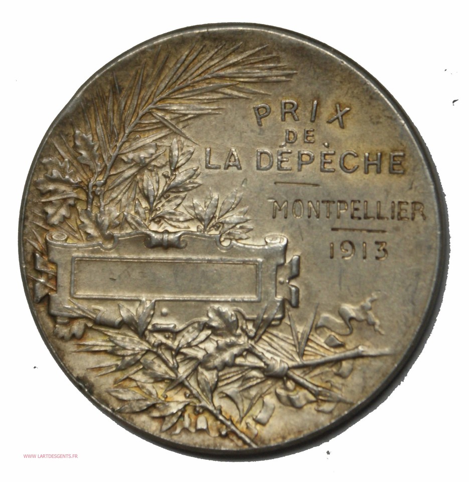(FR1) Médaille argent Prix de la dépêche 1913 par O.roty, lartdesgents ...