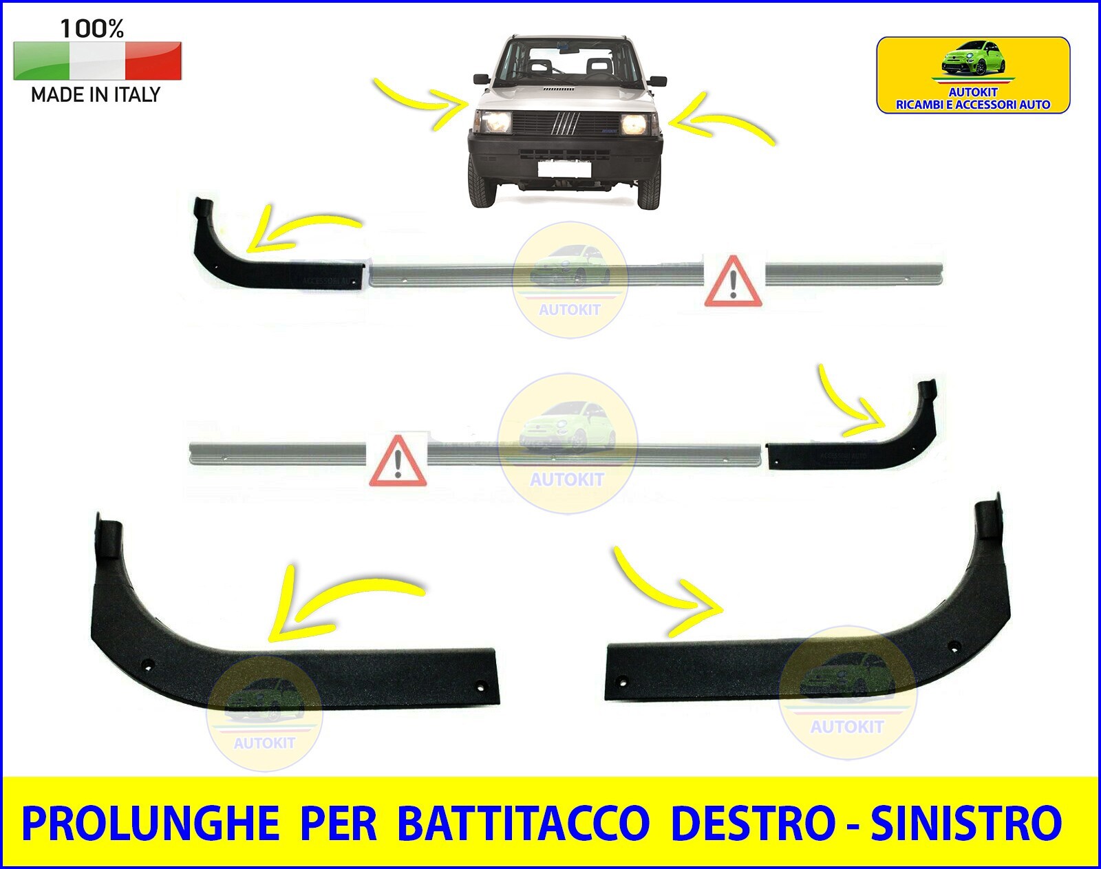 Prolunghe Battitacco per Panda Sisley 4x4 Batticalcagno Prolunga DX SX ...