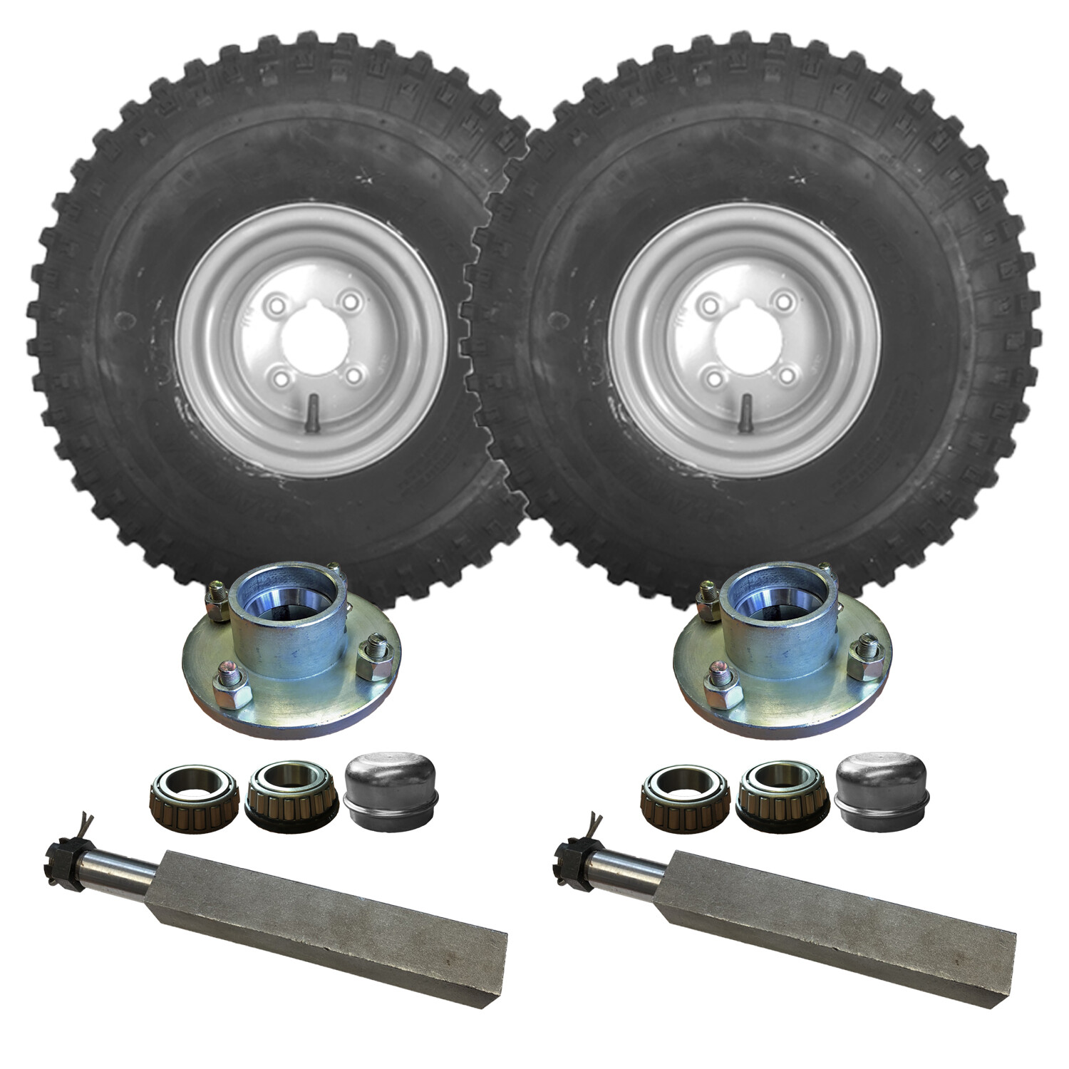 ATV Trailer Kit inc 22X11.00-8 Wheels, Roller Bearing Hubs & Stubs 4 ...