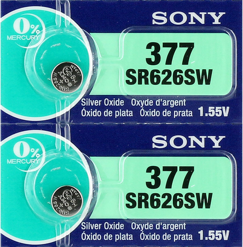 2 pcs SONY 377, SR626SW, AG4, SR66, 1.55V Silver Oxide Cell Battery ...