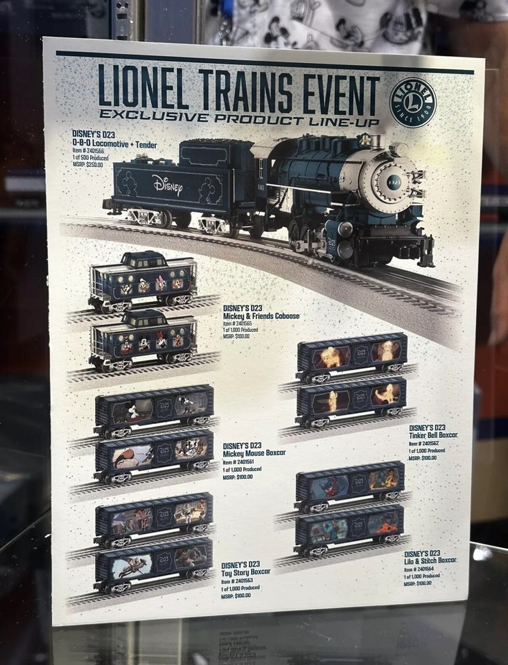 Lionel Trains Disney’s D23 0-8-0 Locomotive + Tender & Full Box Car Set ...
