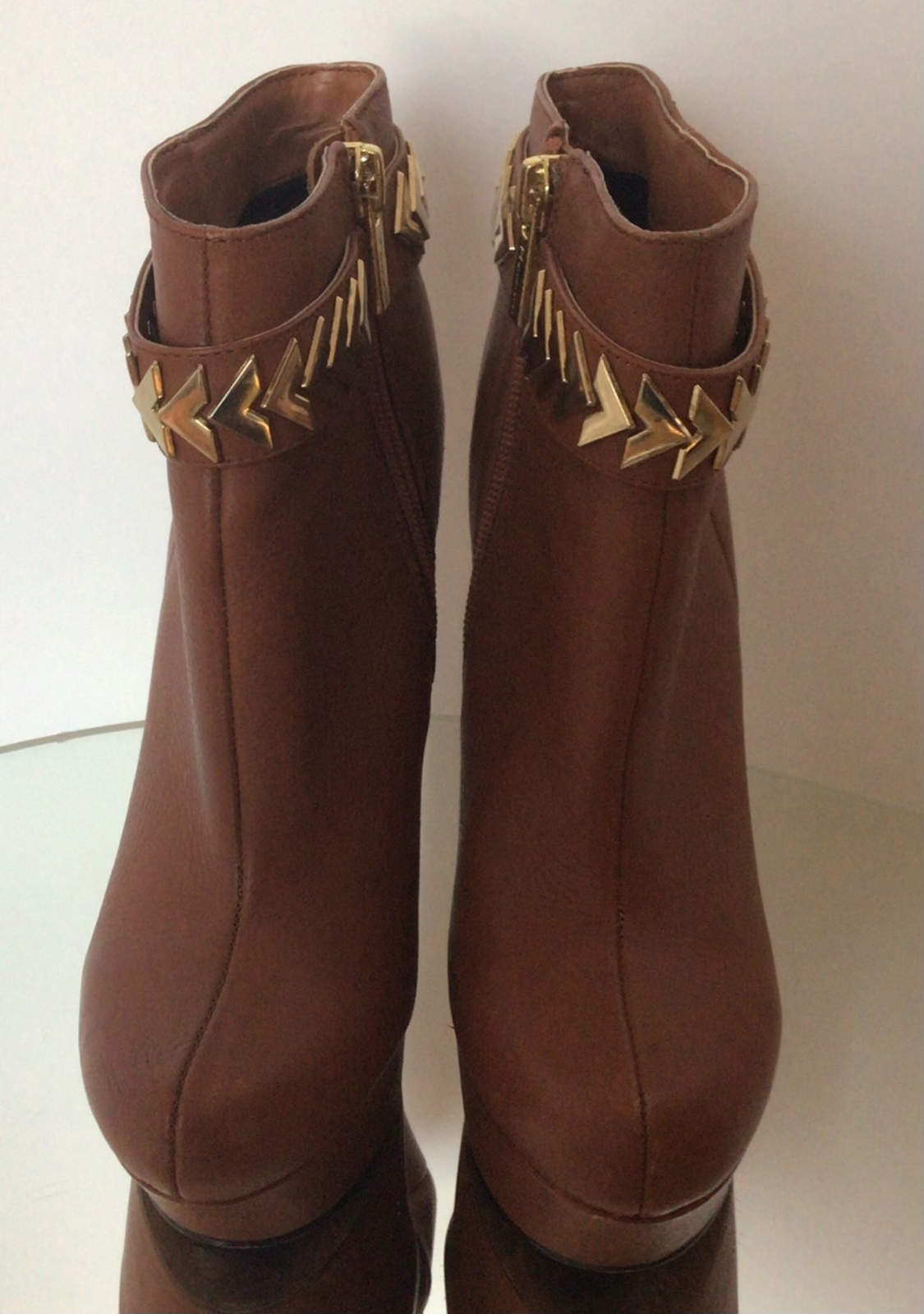 H by HALSTON Mollie Leather Platform Booties (Size 5 … - Gem