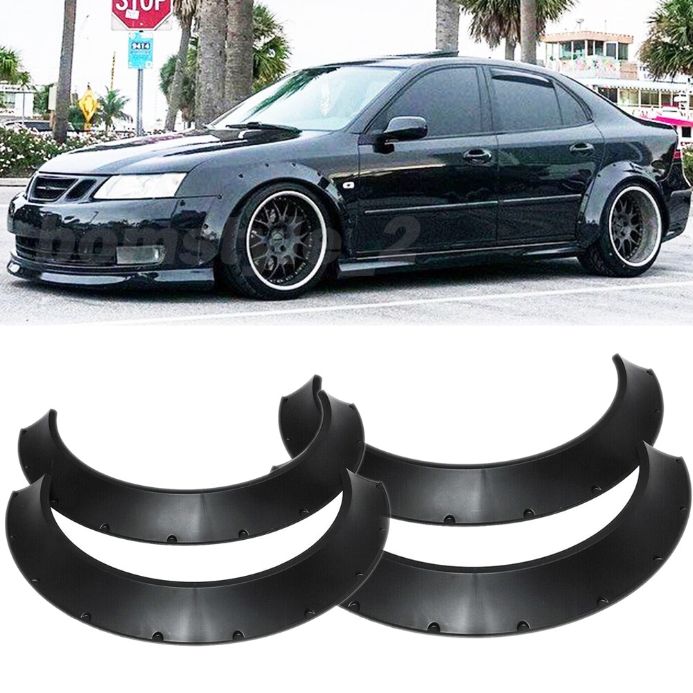 Black CONCAVE Fender Flares Extension Extra Wide Body Kit For Saab 9-3 ...