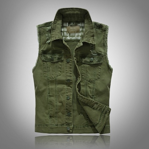 Jacket Men Jeans Vests Slim Denim Vests Waistcoats Cowboy Ripped ...