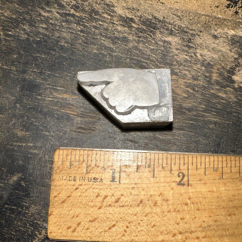 Vintage Printing Block “ Finger Pointing “ Lead Block, Nice Details. #4 ...