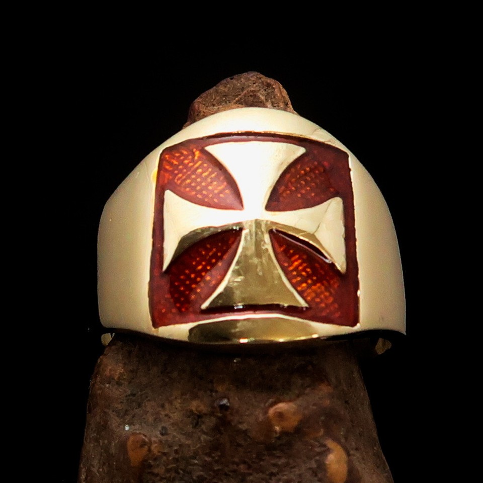 IRON CROSS RING, MENS RING, BIKER RING, PINKY RING ORANGE SIZE 7 ...