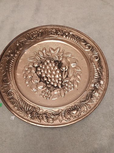 14" Copper Plate With Fruit Design Vtg | eBay