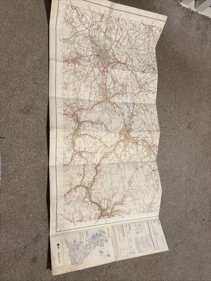 Vintage Ordnance Survey Map Sheet 103 Blackburn & Burnley First Series ...
