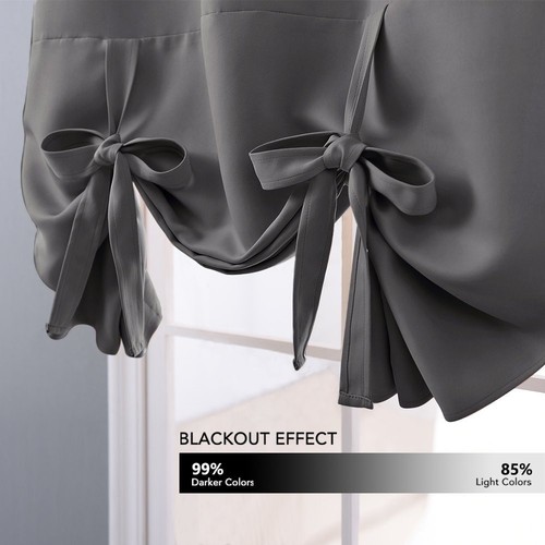 NICETOWN Thermal Insulated Grey Blackout Curtain Tie Up Shade for Small ...