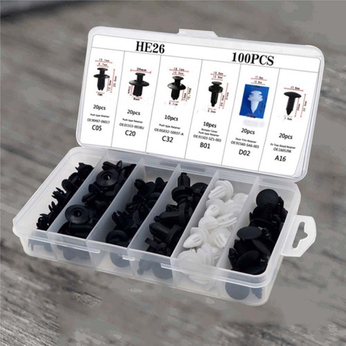 100 PCS Plastic Fasteners Car Snap Set Body Clips Automotive Push for ...