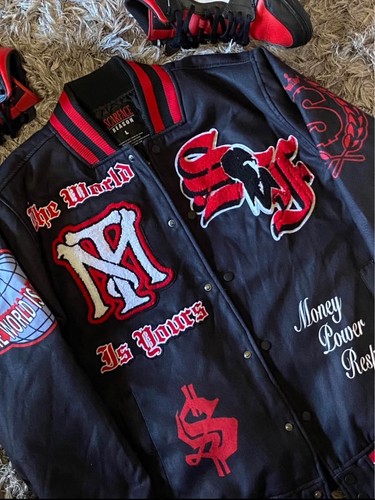 NWOT Reason X Scarface Tony Montana Varsity Jacket Black/Red Mens Size ...