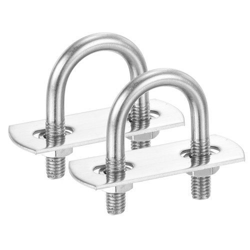 2 Pcs 18mm Round U-Bolts Steel M6 Round Bend U-Bolts with Nut Plate ...