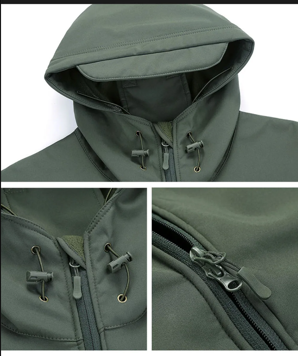 Men Tactical Jacket Soft Shell Waterproof Coat Fleece Lined Zip Up ...