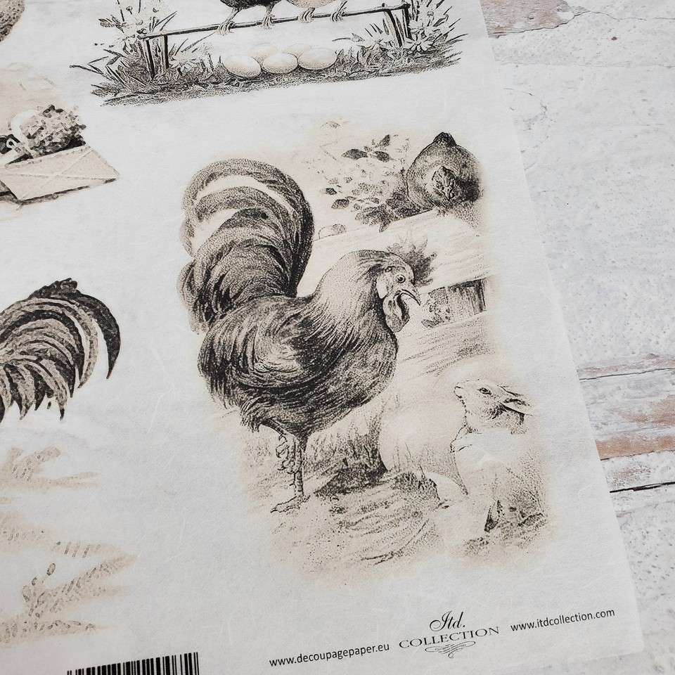 Vintage Chickens | A4 Rice Paper | ITD Collection | Paper for Decoupage ...