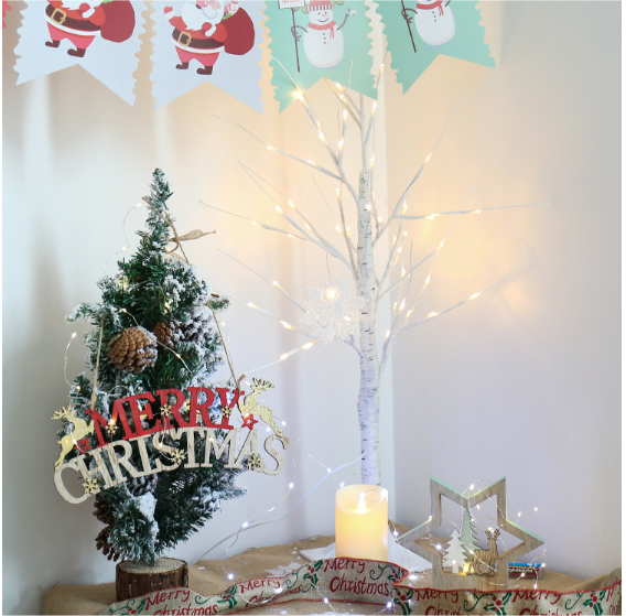 90CM LED Twig Birch Table Tree Lights Up Holiday Xmas Party Branch Lamp ...