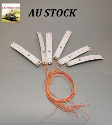 6 pcs pre-wired Red 3-LED 3528 SMD self adhesive strips,model train ...