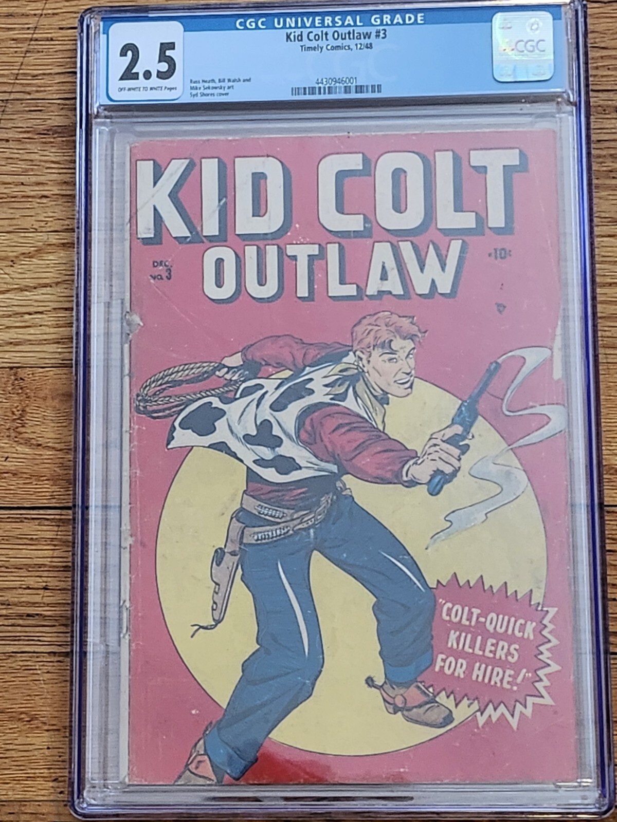 TIMELY GOLDEN AGE KID COLT OUT LAW #3 1948 CGC 2.5 VERY SCARCE Syd ...
