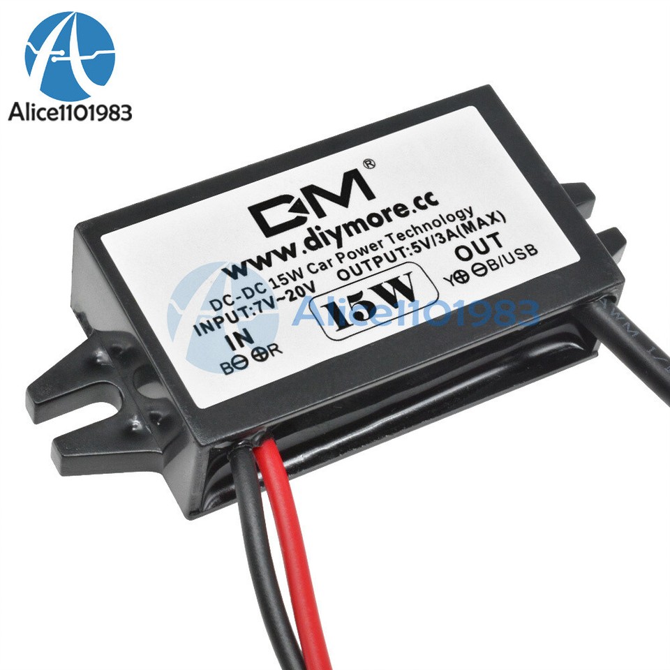 DC-DC 12V To 5V Converter Step Down Module USB Output Power Adapter 3A ...