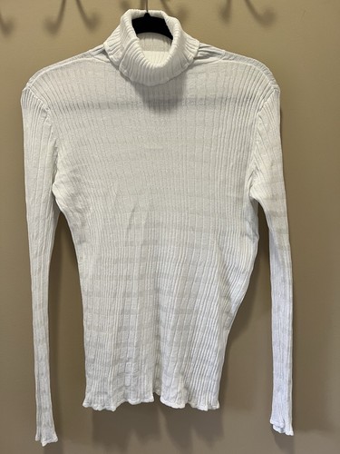 Piazza Sempione Womens White Made In Italy Long Sleeve Turtle Neck ...