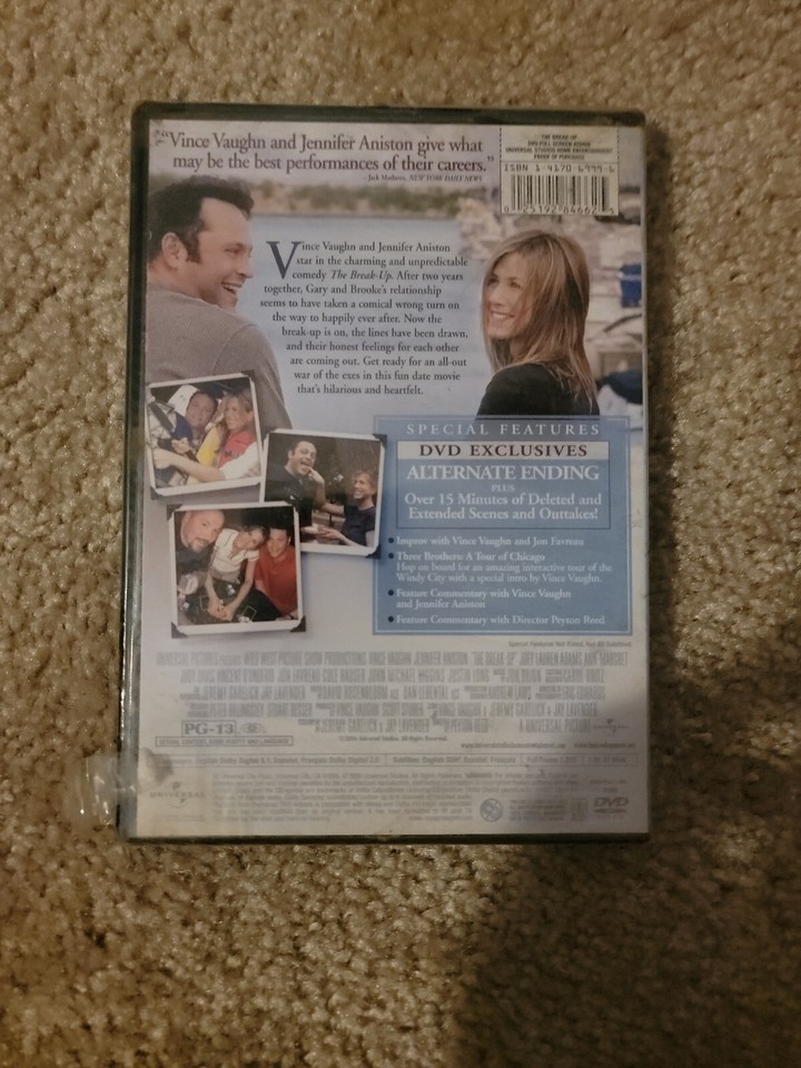 The Break-Up (DVD, 2006, Full Frame Edition) Vince Vaughn Jennifer ...